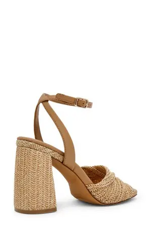 Steve Madden Mandy Ankle Strap Sandal With Block Heel - Raffia
