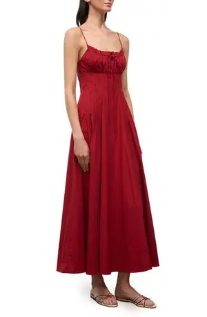 Staud Margi Sleeveless Stretch Cotton Maxi Dress - Rouge