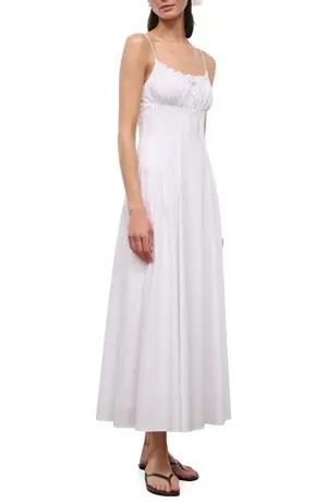 Staud Margi Pintuck Sleeveless Maxi Dress - White