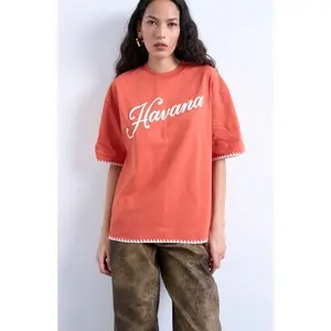 Topshop Oversized Graphic T-shirt With Whipstitch Trim