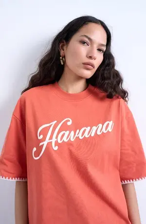 Topshop Oversized Graphic T-shirt With Whipstitch Trim