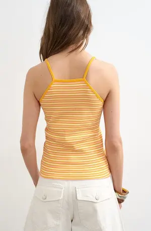 Topshop Stripe Rib Knit Stretch Cotton Tank