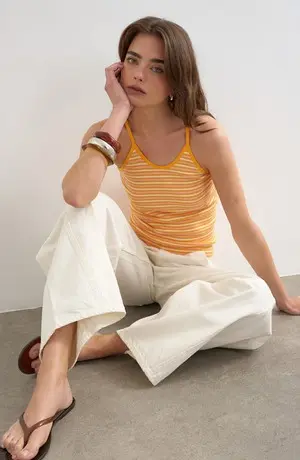 Topshop Stripe Rib Knit Stretch Cotton Tank