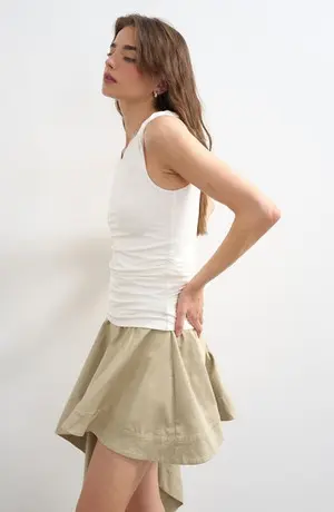 Topshop Twist Shoulder Side Ruched Tank