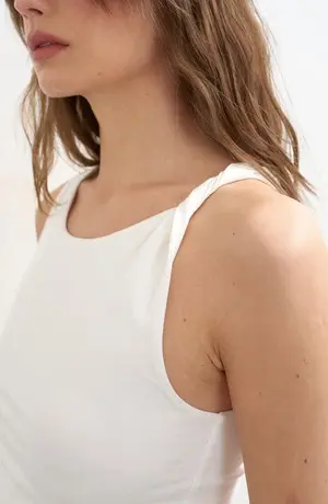 Topshop Twist Shoulder Side Ruched Tank