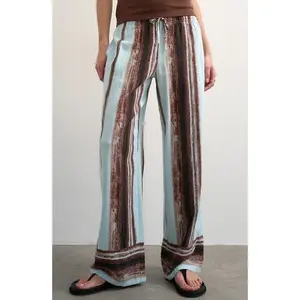Topshop Stripe Linen Blend Drawstring Pants - Multi