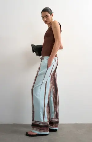 Topshop Stripe Linen Blend Drawstring Pants