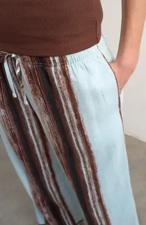 Topshop Stripe Linen Blend Drawstring Pants