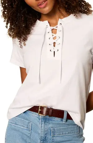 Sanctuary Timeless Lace-up T-shirt - White