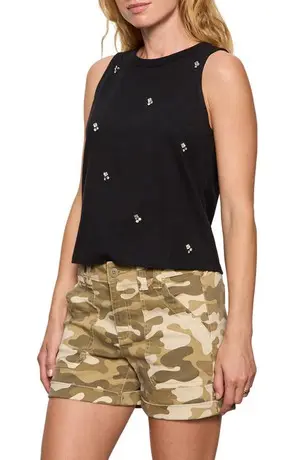 Sanctuary Campari Embellished Organic Cotton Tank - Black