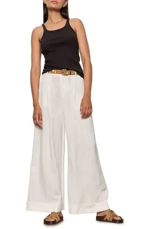 Sanctuary Terrace Linen Blend Wide Leg Pants - Chalk