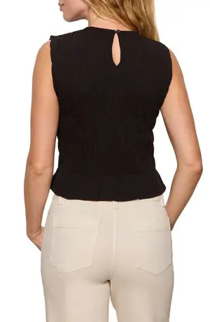 Sanctuary Smocked Sleeveless Top - Black
