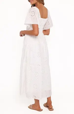 PETAL & PUP Tierney Eyelet Embroidered Midi Dress