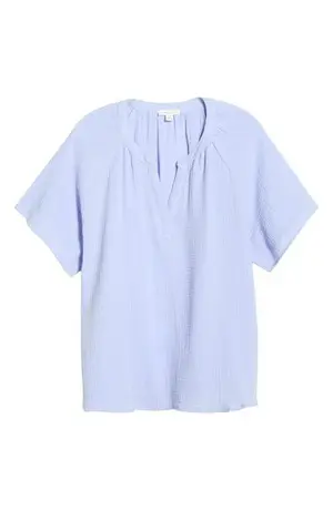BEACHLUNCHLOUNGE Artina Short Sleeve Blouse - Light Denim