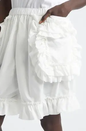 Comme Des Garçons Ruffle Trim Broadcloth Bloomer Shorts