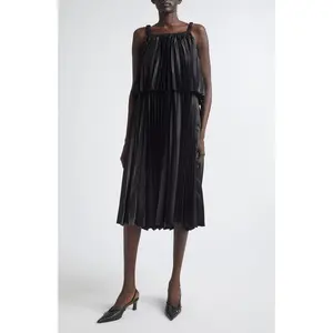 Noir Kei Ninomiya Pleated Satin Midi Dress
