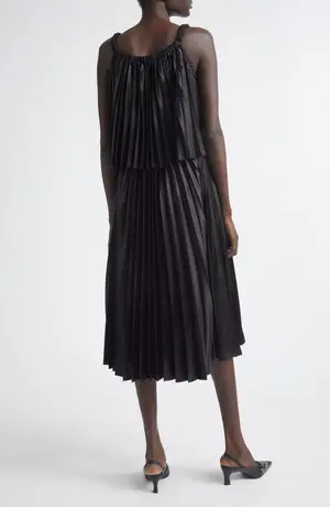 Noir Kei Ninomiya Pleated Satin Midi Dress
