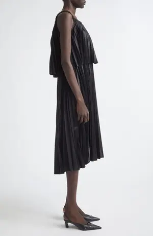 Noir Kei Ninomiya Pleated Satin Midi Dress