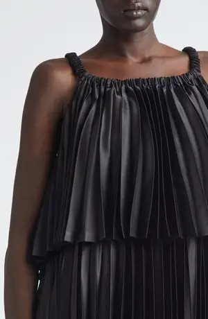 Noir Kei Ninomiya Pleated Satin Midi Dress