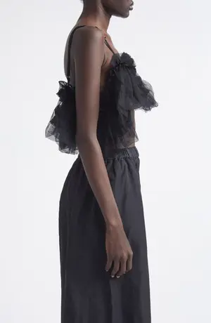 Noir Kei Ninomiya Ruffled Georgette & Tulle Crop Top
