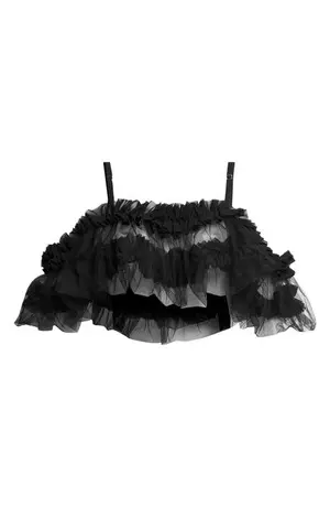 Noir Kei Ninomiya Ruffled Georgette & Tulle Crop Top