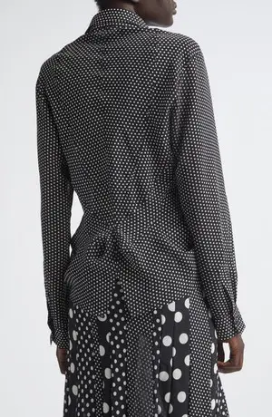 Junya Watanabe Polka Dot Georgette Button-up Shirt - Black/white
