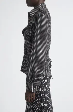 Junya Watanabe Polka Dot Georgette Button-up Shirt - Black/white