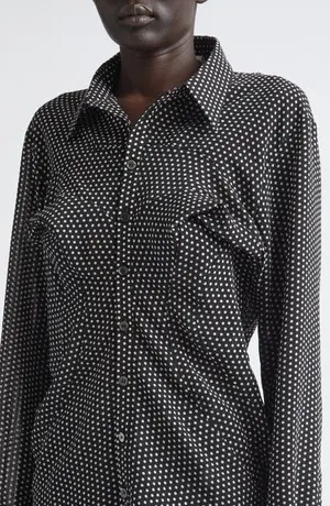 Junya Watanabe Polka Dot Georgette Button-up Shirt - Black/white