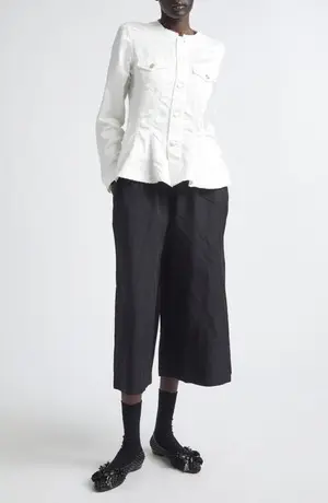 Comme Des Garçons Raw Edge Satin Peplum Jacket