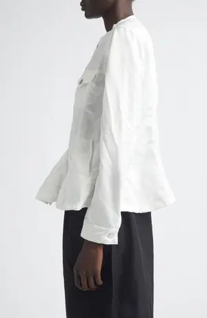 Comme Des Garçons Raw Edge Satin Peplum Jacket
