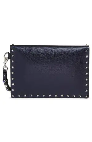 Valentino Garavani Rockstud Flat Leather Wristlet Pouch