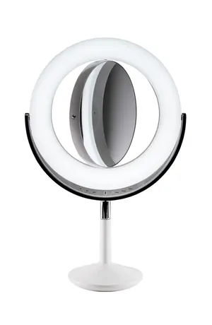 ILIOS LIGHTING Beauty Ring Brightness-controlled Dual-magnification Makeup Mirror - White