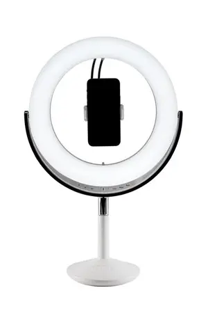 ILIOS LIGHTING Beauty Ring Brightness-controlled Dual-magnification Makeup Mirror - White