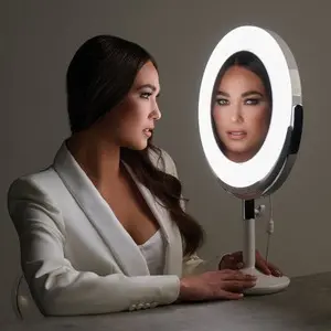 ILIOS LIGHTING Beauty Ring Brightness-controlled Dual-magnification Makeup Mirror - White