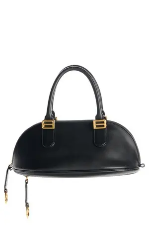 Balenciaga Mini Bolero Leather Bowling Bag - Black/plum