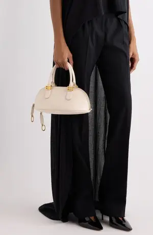 Balenciaga Mini Bolero Leather Bowling Bag - Cream/biscuit