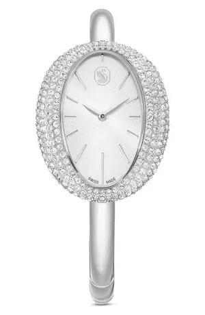 SWAROVSKI Oval Bangle Watch With Crystal Bezel - Silver