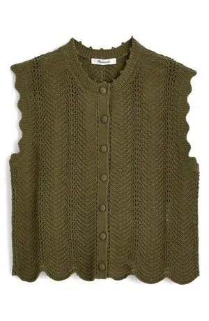 Madewell Wavy Knit Button-up Shell - Faded Ivy