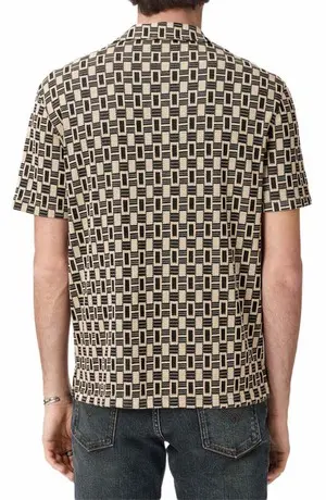 John Varvatos Geo Pattern Knit Camp Shirt