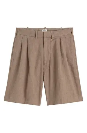 Madewell Herringbone Double Pleated Cotton & Linen Shorts