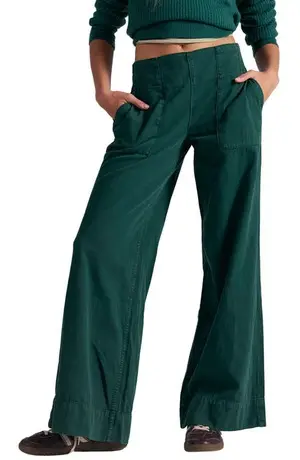 Free People Breezy Wide Leg Jeans - Pineneedle