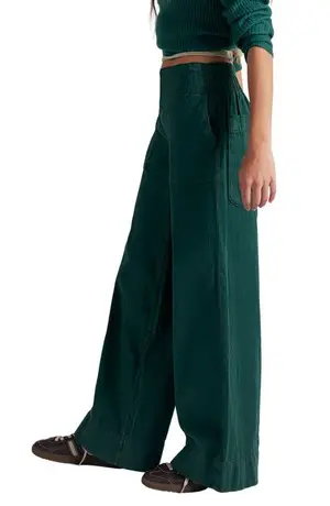 Free People Breezy Wide Leg Jeans - Pineneedle