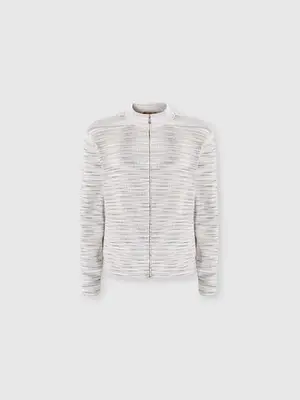 Missoni Ribbed Mock Neck Zip-up Cardigan With Space-dye Texture