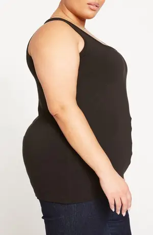 Universal Standard Square Neck Stretch Cotton Tank - Black