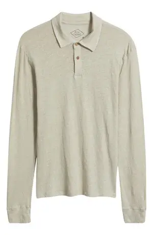 ALEX CRANE Linen Long Sleeve Polo - Bone
