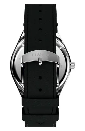 Timex® Timex Nasa "blue Marble" Multifunction Leather Strap Watch - Black/silver-tone