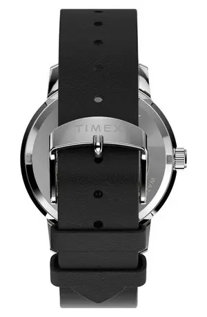 Timex® X Peanuts® Marlin® Automatic 40mm Leather Strap Watch - Silver-tone