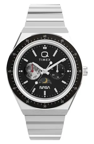 Timex® Timex Q Timex Nasa 40mm Stainless Steel Bracelet Watch - Silverone