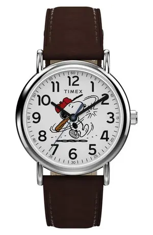 Timex® Timex X Peanuts Baseball Watch - Brown/silverone