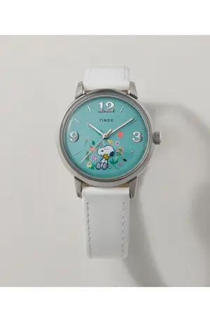 Timex® X Peanuts® Marlin® 38mm Leather Strap Watch